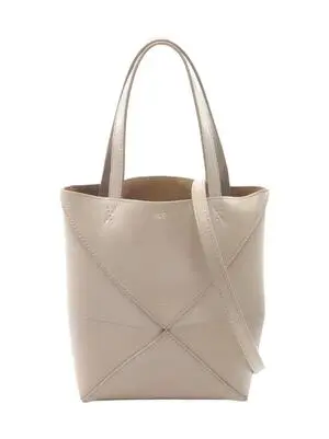 Loewe Mini Calfskin Puzzle Fold Tote Satchel - Neutrals