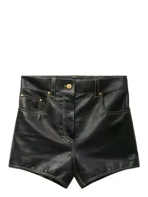 Versace Nappa Leather High-waisted Shorts - Black