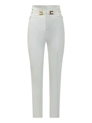 Elisabetta Franchi Tone Plaque Stirrup Detail Trousers - White