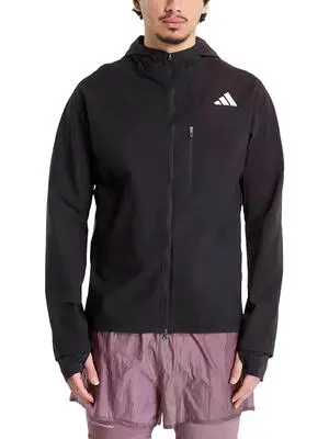 Adidas Logo Print Hooded Jacket - Black