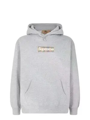 Supreme X Burberry Box Logo Drawstring Hoodie - Grey