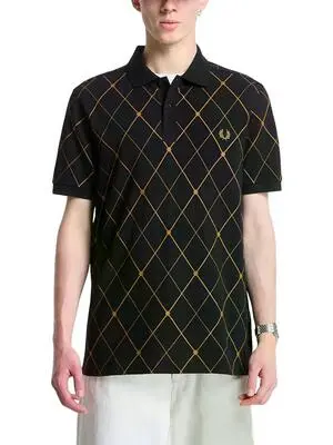 Fred Perry Argyle-print Polo Shirt - Black