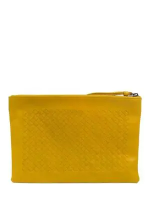 Bottega Veneta Intrecciato Leather Clutch Bag - Yellow