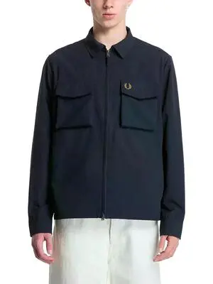 Fred Perry Logo-detail Overshirt - Blue