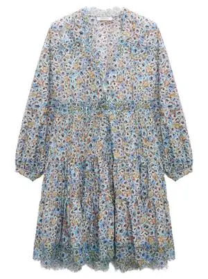 Dorothee Schumacher Floral Print Tiered Mini Dress - Blue