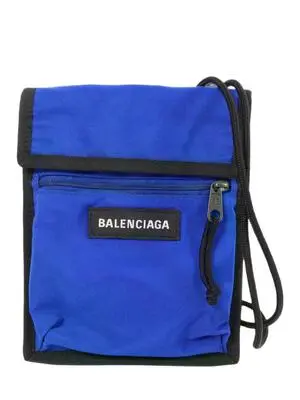 Balenciaga Logo Patch Shoulder Bag - Blue