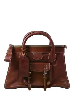 Chloé Leather Tote Bag With Buckle Detail - Brown