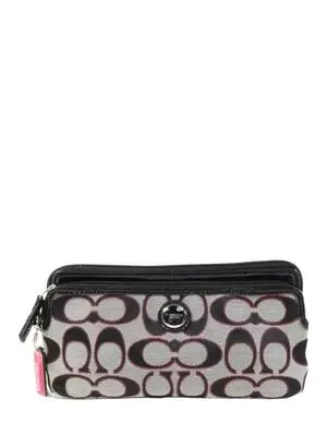 COACH VINTAGE Monogram Print Wristlet Clutch Bag - Grey