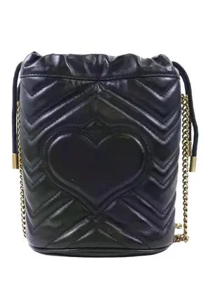 Gucci Marmont Leather Bucket Bag - Black