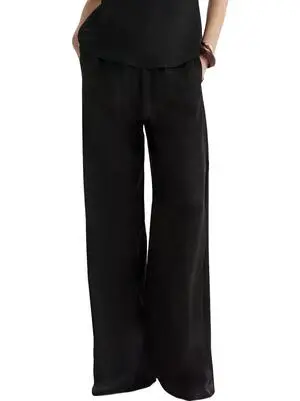 FRAMBOISE Dillan Silk Wide Leg Trousers - Black