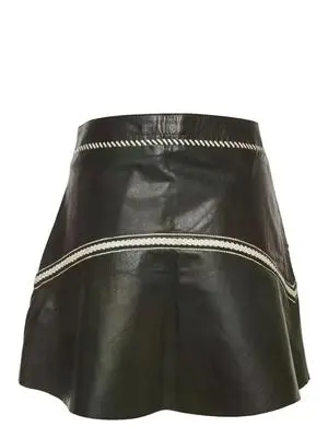 Roberto Cavalli Leather Flared Mini Skirt - Black