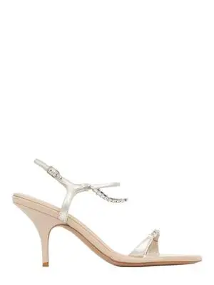 Chloé Crystal-embellished Leather Slingback Sandals - Neutrals