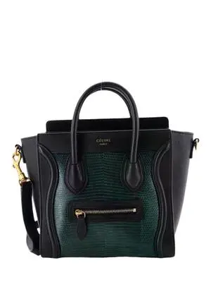 Celine Luggage Bag Lizard And Leather Nano Tote Bag - Black