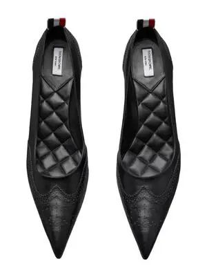 Thom Browne Leather Pumps With Brogue Detailing - Black