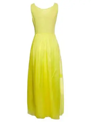 Paule Ka Sleeveless Boat Neck Maxi Dress - Yellow