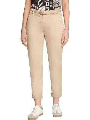 BETTY BARCLAY Belted Turned-up Trousers - Neutrals