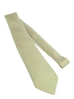 Hermès Silk Geometric Pattern Tie - Grey