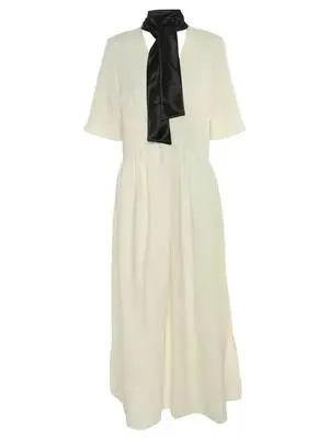 Victoria Beckham Tie-neck Crepe Maxi Dress - Neutrals