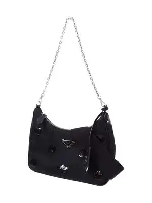 Prada Re-edition 2005 Logo-detail Two-way Shoulder Bag - Black