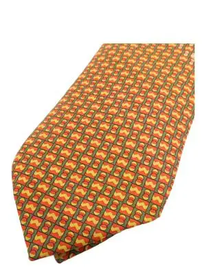 Hermès Silk Geometric Print Tie - Orange