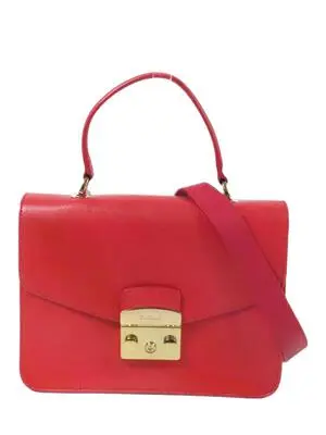 Furla Leather Shoulder Bag With Push-lock Clasp - Red
