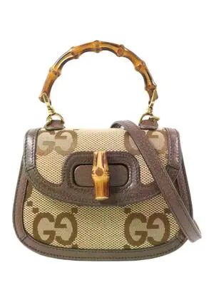 Gucci Bamboo 1947 Gg Shoulder Bag - Neutrals