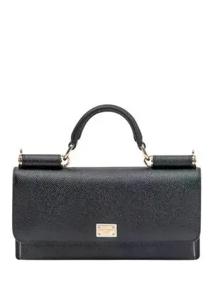 Dolce & Gabbana Logo Plaque Leather Mini Bag - Black