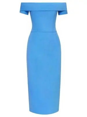 Oscar De La Renta Off-shoulder Draped Midi Dress - Blue