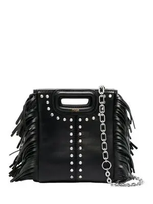 Maje M Fringed Leather Mini Bag - Black