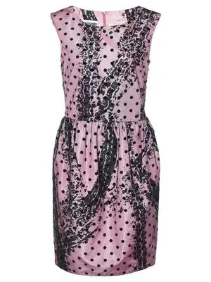 Moschino Sleeveless Polka Dot Midi Dress - Pink
