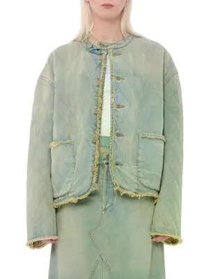 MAGLIANO Quilted Frayed-edge Jacket - Blue