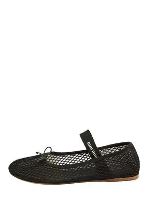 Miu Miu Mesh Ballet Flats With Bow Detail - Black
