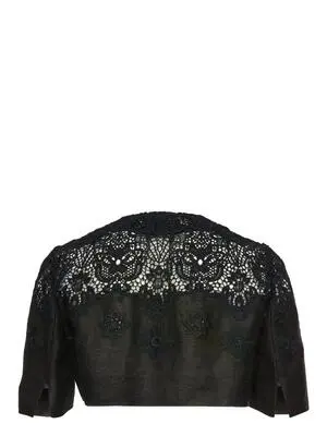 Dolce & Gabbana Floral Lace Cropped Jacket - Black