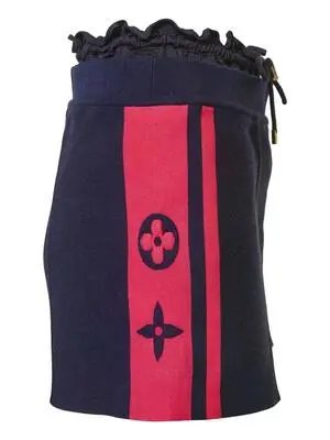 LOUIS VUITTON Monogrammed Ruffled Waist Knitted Shorts - Blue