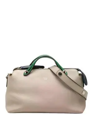 Fendi Leather Satchel With Top Handles And Shoulder Strap - Green