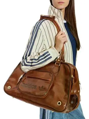Adidas Logo Print Pet Shoulder Bag Carrier - Brown