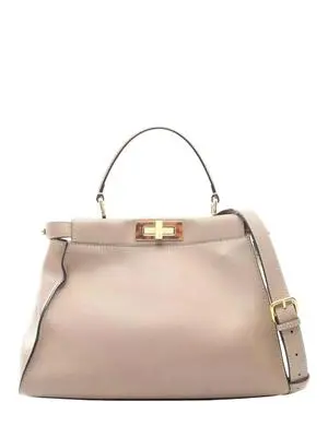 Fendi Fendi Medium Leather Peekaboo Iconic Satchel Neutrals