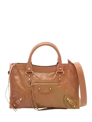 Balenciaga Lambskin Motocross Classic City Satchel - Brown