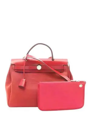 Hermès Toile Herbag Zip 31 Satchel - Red