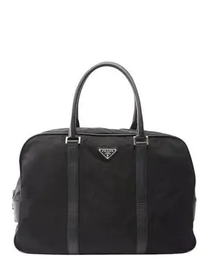 Prada Saffiano Trimmed Tessuto Handbag - Black