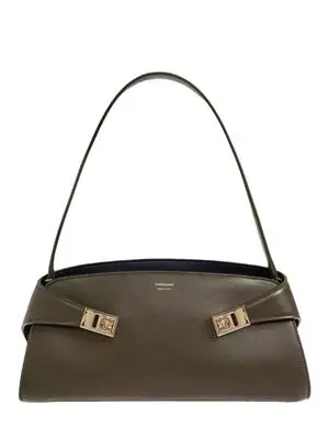 FERRAGAMO Ferragamo Hug Calf Leather Shoulder Bag Green