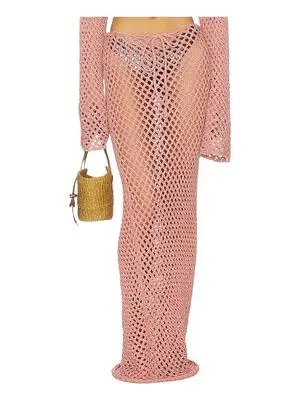 BANANHOT Magen Crochet Knit Maxi Skirt - Rose