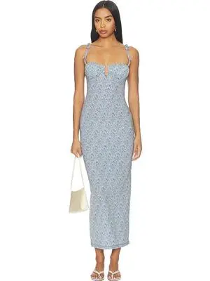 MONTCE Petal Long Slip Dress - Blue