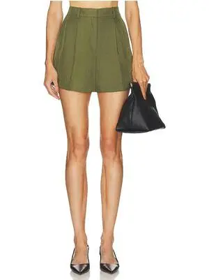 Theory Matte Satin Fluid Pleated Shorts - Green
