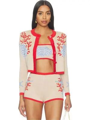 Retrofete Aralyn Knit Cardigan With Padded Shoulders - Neutral