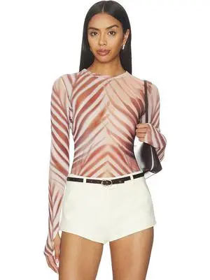 AFRM Kaylee Long Sleeve Mesh Top - Brown