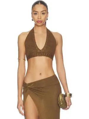 FLOOK THE LABEL Kyla Halterneck Top - Brown