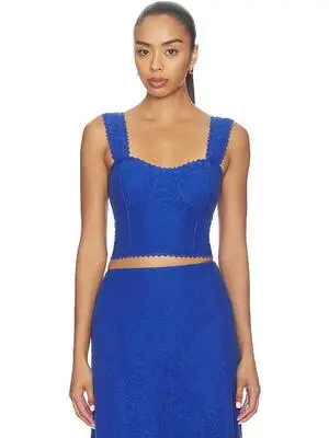 CLEOBELLA Azul Lace Cropped Top - Blue