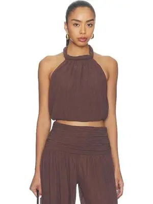 CAMILA COELHO Mirelle Halterneck Top - Chocolate