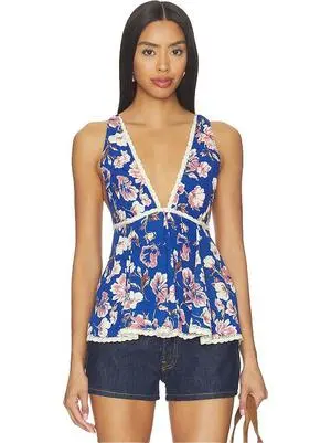 Free People Free People Printed Tank Navy